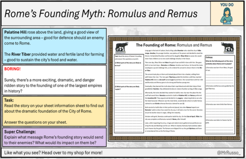 [KS3 - Romans] Romulus and Remus: Real or Myth? | Teaching Resources