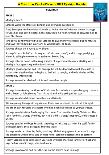 A Christmas Carol Revision Booklet | Teaching Resources