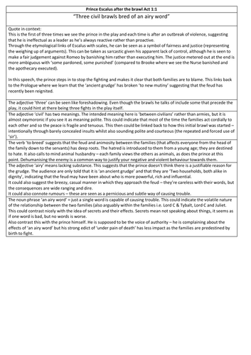 Romeo and Juliet Quote analysis booklet | Teaching Resources