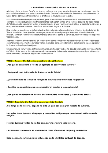 A-Level AQA 9.1 - La convivencia entre culturas | Teaching Resources