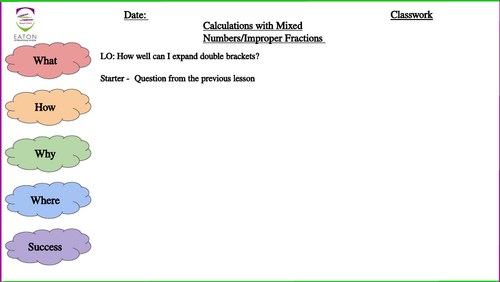 Mixed Numbers/Improper Fraction Calculations (Four Operations ...
