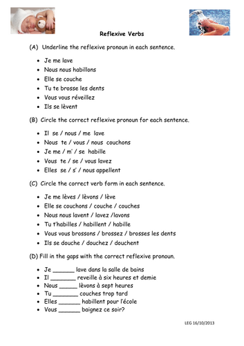 French Reflexive Verbs | Teaching Resources