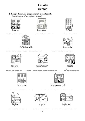 FRENCH TOPICS: EN VILLE-IN TOWN-ACTIVITY BOOKLET | Teaching Resources
