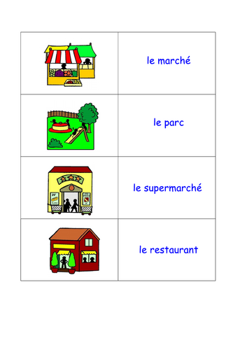 FRENCH TOPICS: EN VILLE-IN TOWN-CARD GAMES | Teaching Resources