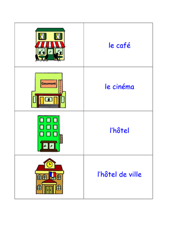 FRENCH TOPICS: EN VILLE-IN TOWN-CARD GAMES | Teaching Resources
