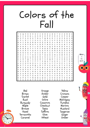 Colors of the Fall Word Search Puzzle | Teaching Resources