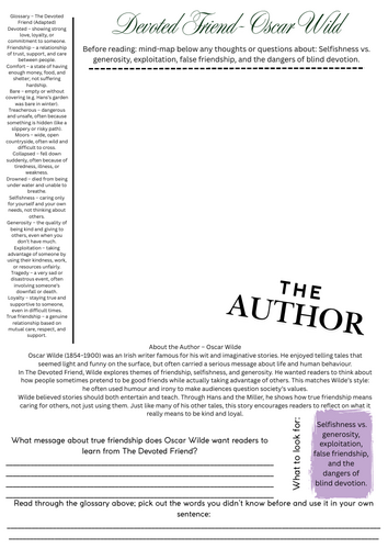 The Devoted Friend (Oscar Wilde, adapted) – Reading Comprehension ...