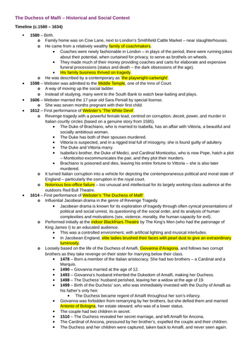 A-Level English Literature: THE DUCHESS OF MALFI HISTORICAL/SOCIAL ...