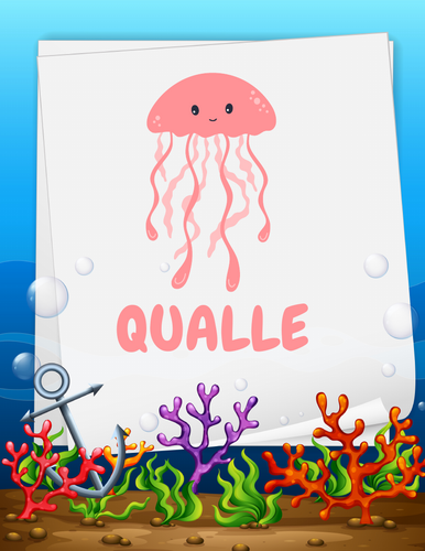 Beginner Ocean Animals Flashcards. Printable Posters for kids In German ...