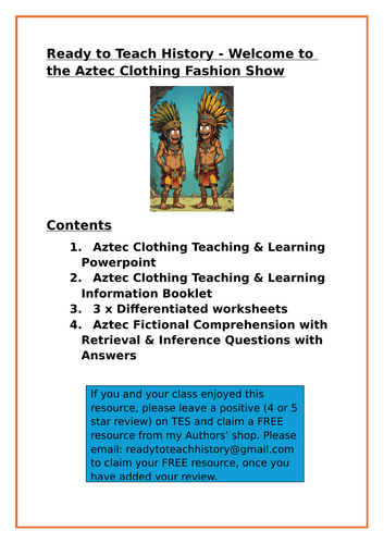 Year 4 Aztecs Clothing Teaching & Learning Pack | Teaching Resources