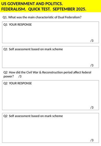 US Federalism. Overview Notes of each phase. Exam Questions and answers ...