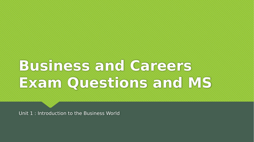 New Specification WJEC GCSE Unit 1.2 Careers and Business | Teaching ...