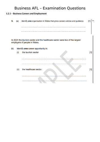 New Specification WJEC GCSE Unit 1.2 Careers and Business | Teaching ...