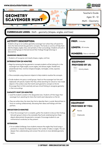 Years 5 and 6 Outdoor Geometry Lesson - Angles and Lines | Teaching ...