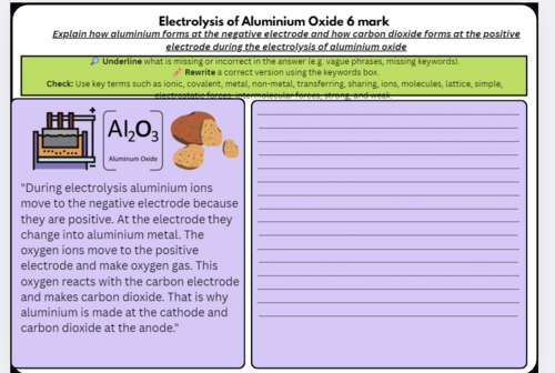 Electrolysis of Aluminium Oxide – GCSE Chemistry 6 Mark | Scaffolded ...