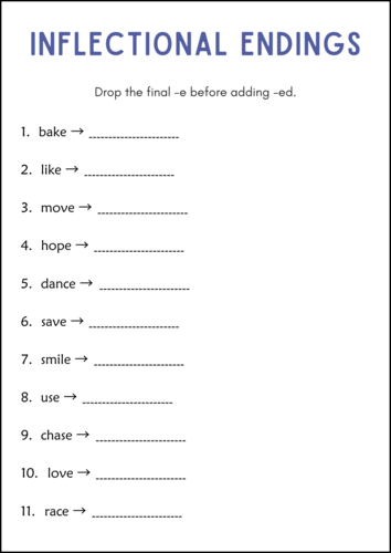 Inflectional Endings Grammar Worksheets and Activities - ing, -ed, -s ...