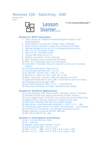 GCSE Electronics – Switching Circuits | 100 Revision Questions ...