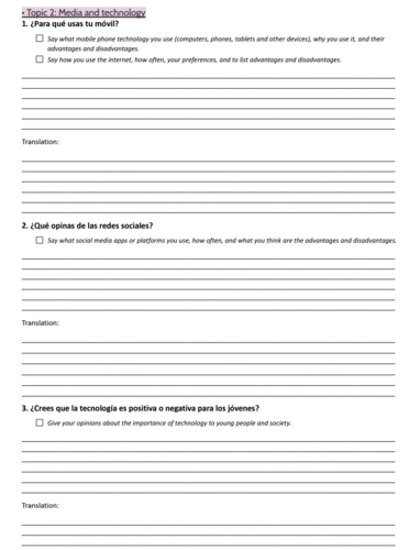 Spanish GCSE Speaking General Conversation Booklet 2026 Spec | Teaching ...