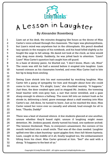 A Lesson in Laughter - LinkyThinks Reading Comprehension | KS2, SATs ...