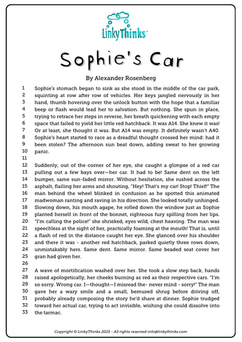 Sophie's Car - LinkyThinks Reading Comprehension | KS2, SATs, 11 ...