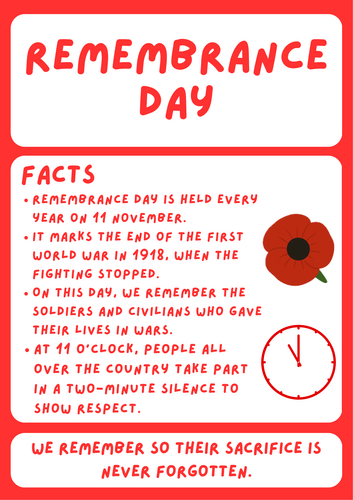 KS2 Remembrance Day Posters | WW1 & WW2 Facts, Vocabulary & Display ...