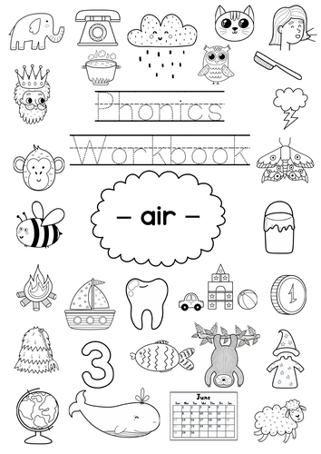 Phase 3 Phonics Workbook air sound | Teaching Resources
