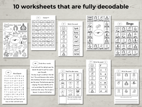 Phase 3 Phonics Workbook ur sound | Teaching Resources