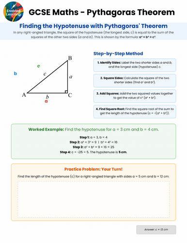 GCSE Foundation Maths - Pythagoras Theorem and the Hypotenuse ...