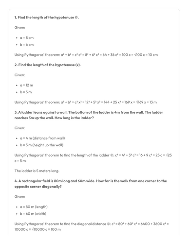 GCSE Foundation Maths - Pythagoras Theorem and the Hypotenuse ...
