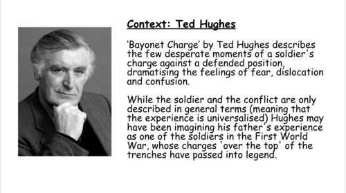 GCSE Poetry: Bayonet Charge: Ted Hughes | Teaching Resources