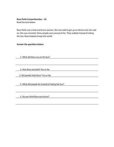 Rosa Parks Assembly and Resource Pack 2025 - adapted for SEND ...