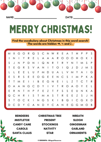 Christmas ESL Vocabulary Activities & Worksheets | Christmas Games ...