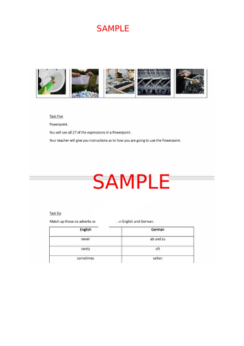 German, Hausarbeit (Household Chores)-unit of work, 10 tasks (main ...