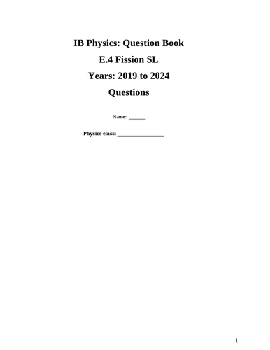 IB Physics SL Bundle (Questions from 2019 to 2024) | Teaching Resources