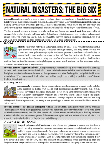 Natural Disasters Comprehension Worksheets | Teaching Resources