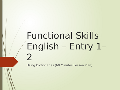 English Functional Skills -Using Dictionaries lesson for Entry 1&2 ...