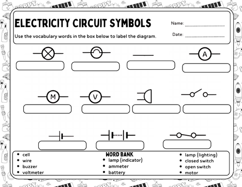Electricity Circuit Symbols – STEM Physics Diagram + Word Search ...