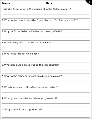 Lilo & Stitch (2025) Movie Guide - Questions and Activities with ...