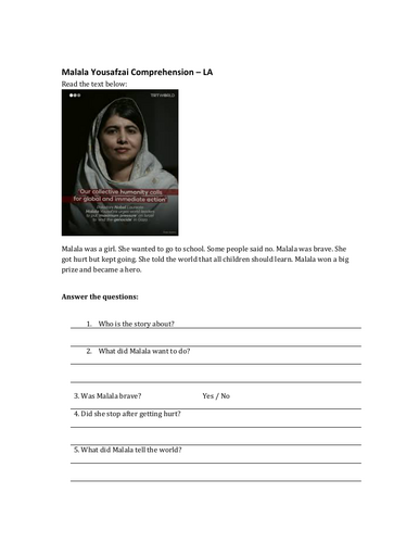 Malala Yousafzai Assembly and Resource Pack | Teaching Resources