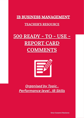 500 IB BUSINESS MANAGEMENT REPORT CARD COMMENTS – Ready to Use & Topic ...