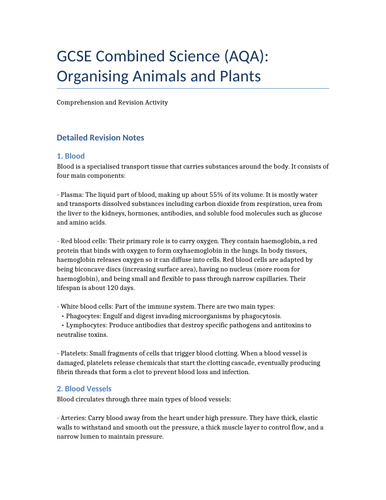 GCSE Organising Animals and Plants | Teaching Resources