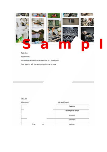 French unit-of-work, Les tâches ménagères,Household Chores, 10 tasks ...