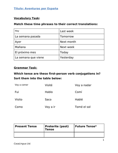 "Aventuras Por Espana": Spanish listening/comprehension tasks (KS4/A2 ...
