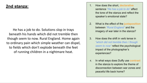 War Photographer GCSE Poetry Lesson (Duffy) | Teaching Resources