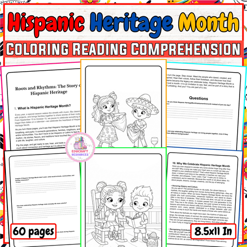 Hispanic Heritage Month Reading Comprehension & Coloring Pages | 60 ...
