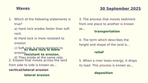 Y8 Coasts: Waves (destructive and constructive) | Teaching Resources