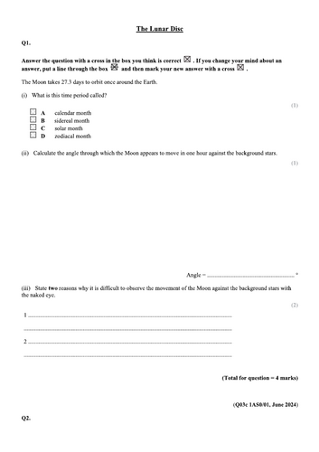 Edexcel GCSE Astronomy: Naked-Eye Astronomy (1AS0/01) Topical Worksheet ...