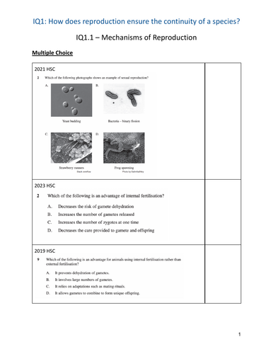 HSC Biology - Module 5 HSC Questions | Teaching Resources