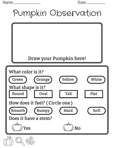 Pumpkin Investigation Worksheet | Pumpkin Science Activities | Fall ...