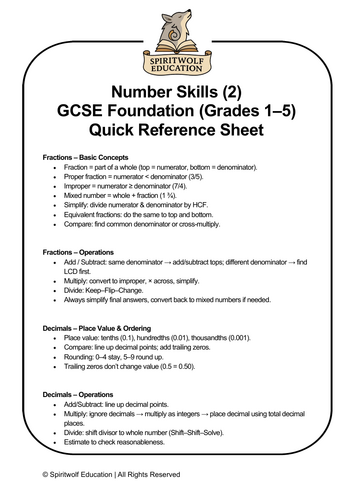 Number Skills (2) – Fractions, Decimals & Percentages Bundle (GCSE ...